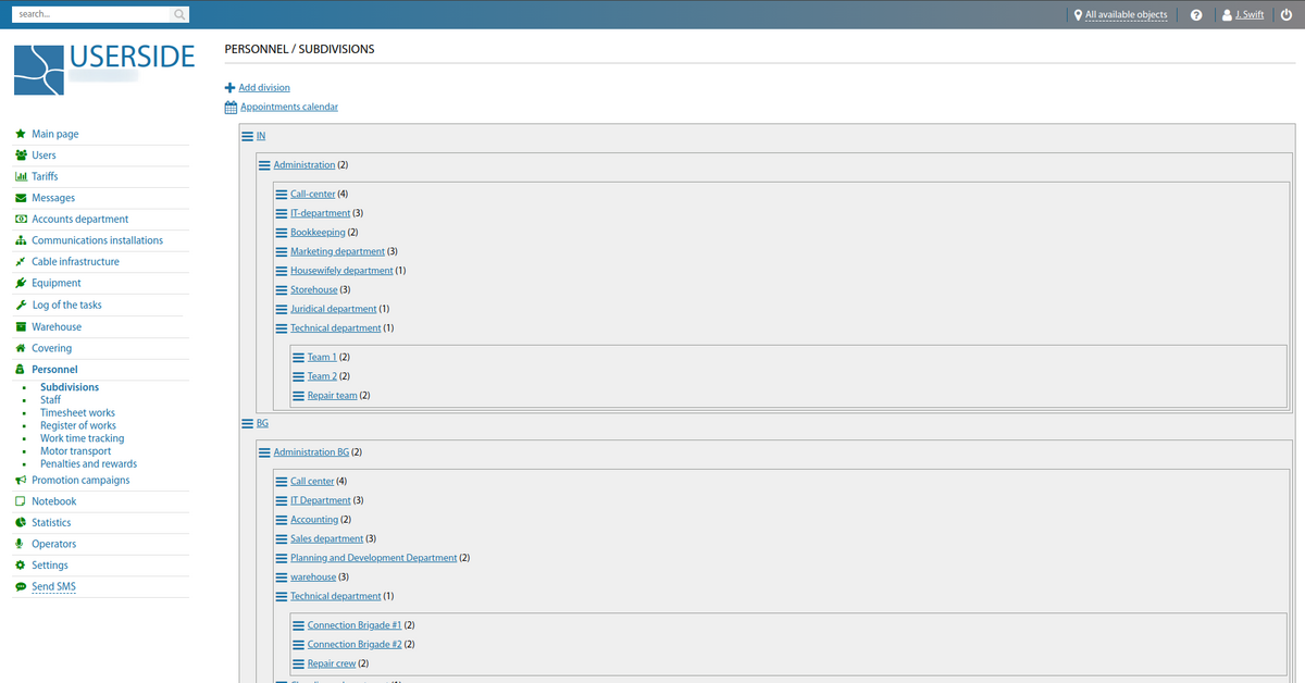 Subdivisions — WiKi - UserSide