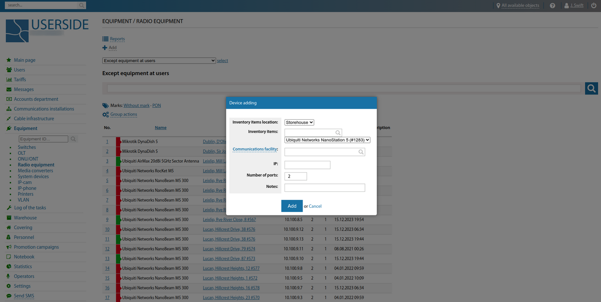 Radio equipment — WiKi - UserSide