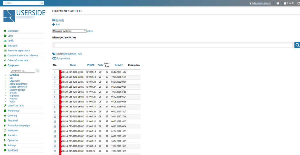 Equipment — WiKi - UserSide