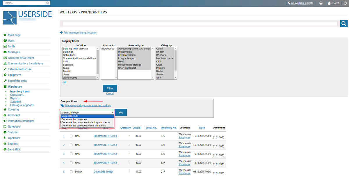 Inventory items — WiKi - UserSide
