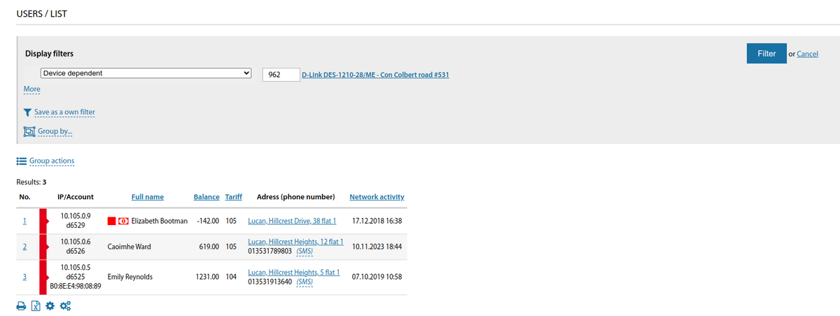 Customer list — WiKi - UserSide