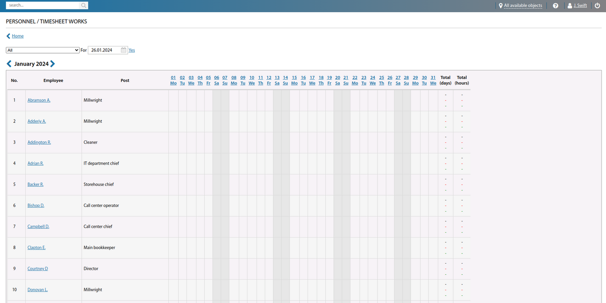 Timesheet works — WiKi - UserSide